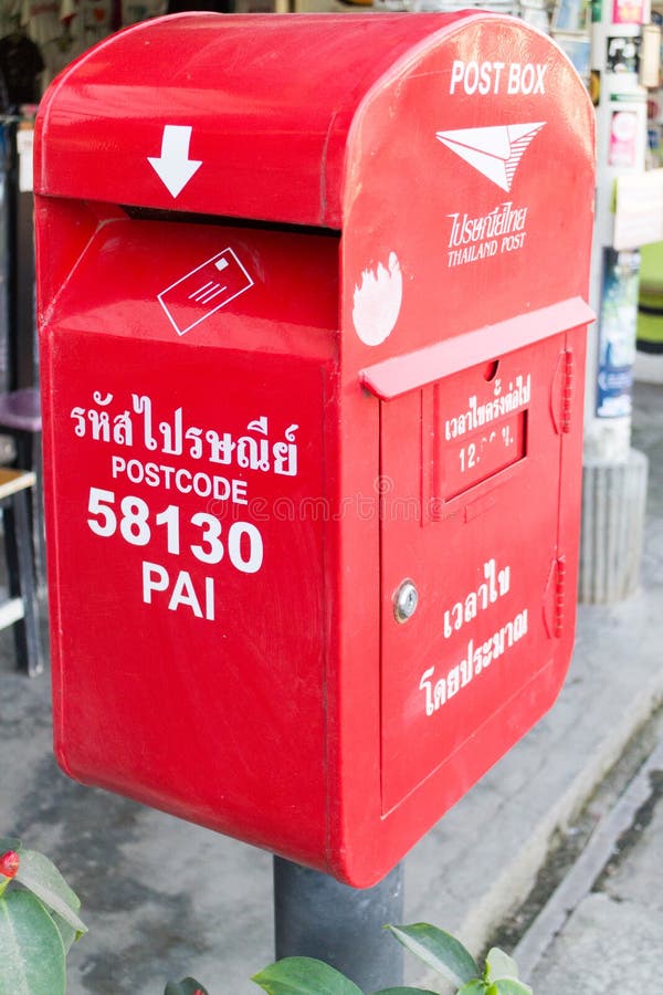 Red Post Box in Pai, Mae Hong Son Province, Thailand Editorial Photo ...