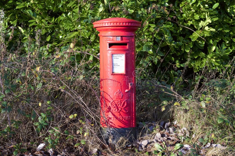 Red Post Letter Box Vintage Retro in Stone Wall Rural Countryside ...