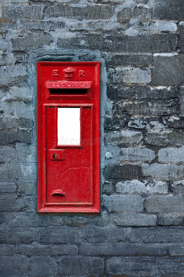 Red post box set in wall stock photo. Image of english - 32215366