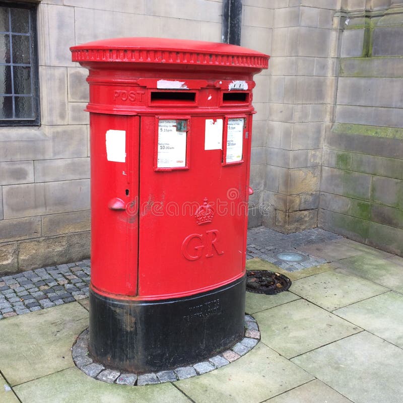 Red post box in Sheffield stock image. Image of centre - 78700051