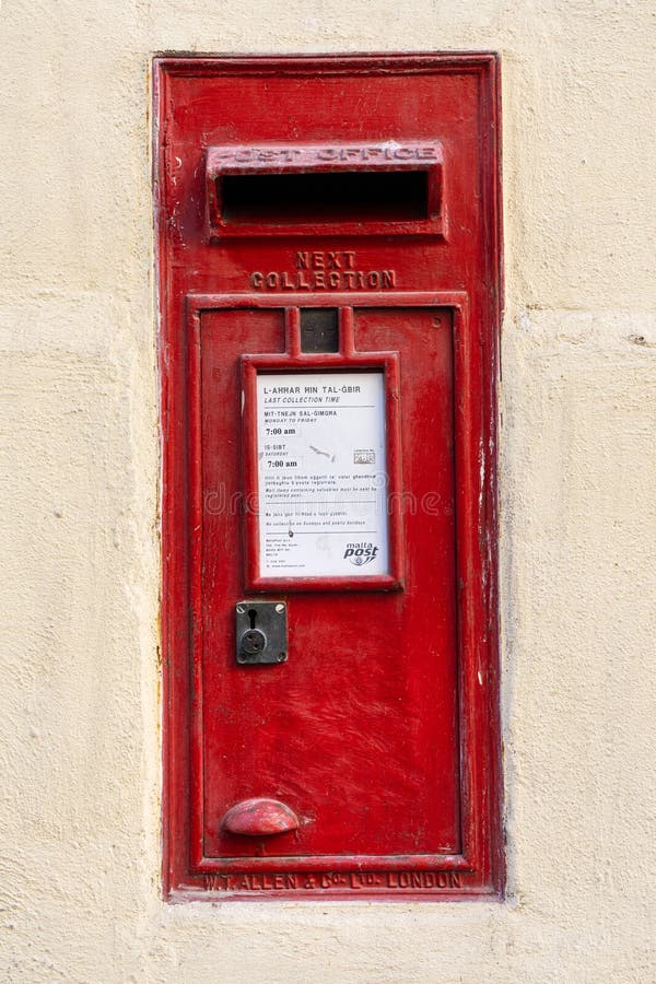 Red Post Box in Valletta, Malta Editorial Stock Image - Image of ...