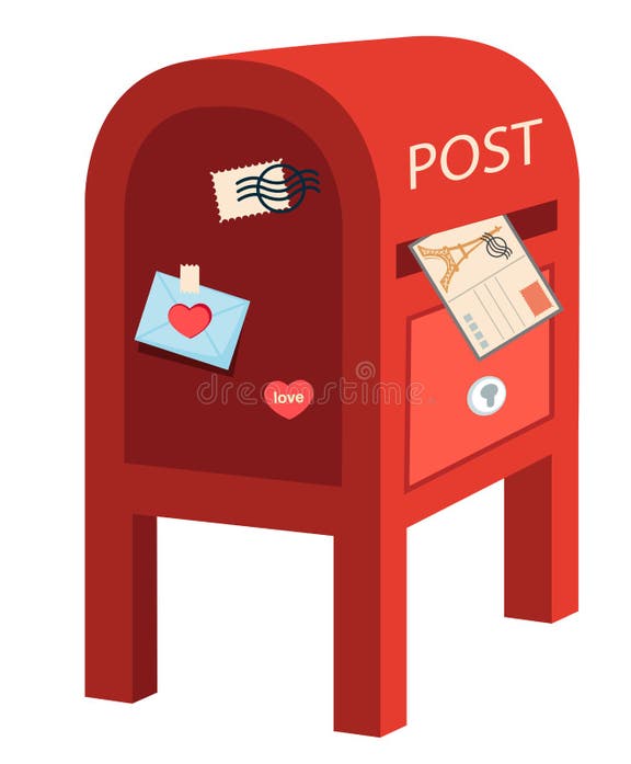 Red post box stock vector. Illustration of long, open - 61698995