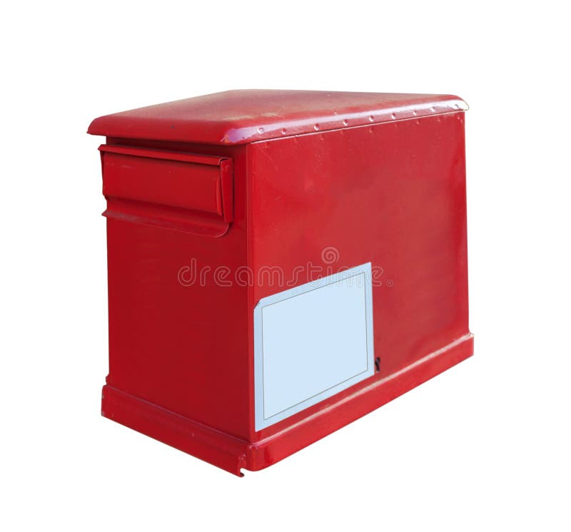 Red Post Box on Wall Post Office Isolated on White Stock Image - Image ...