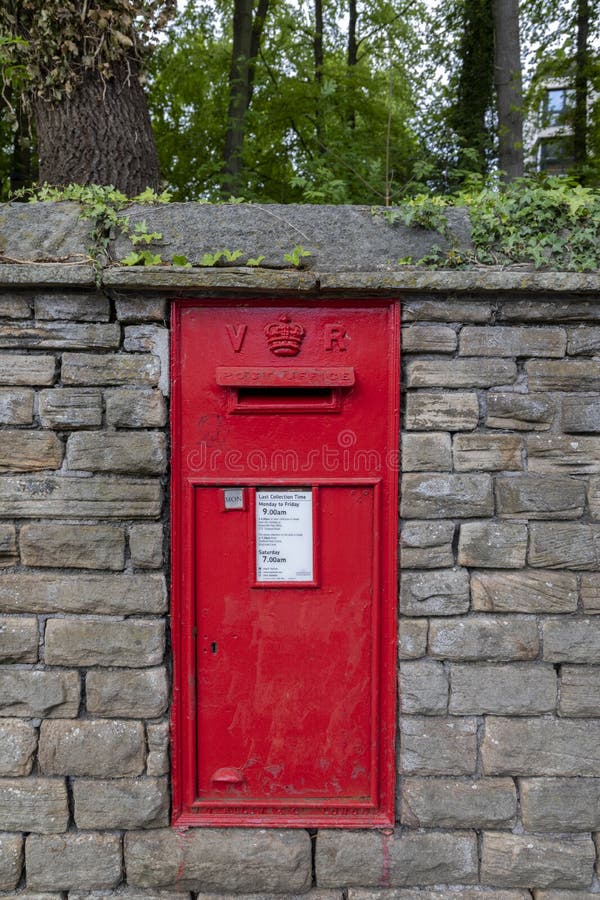 Red Post Box in a Wall editorial stock photo. Image of wall - 183079073