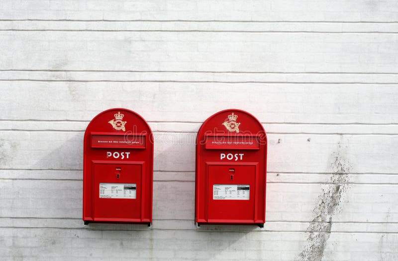 Red post boxes stock image. Image of important, post, wall - 1107177
