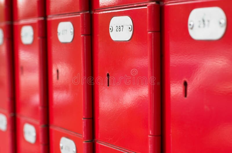 Red post office boxes stock photo. Image of steel, courier - 1643166