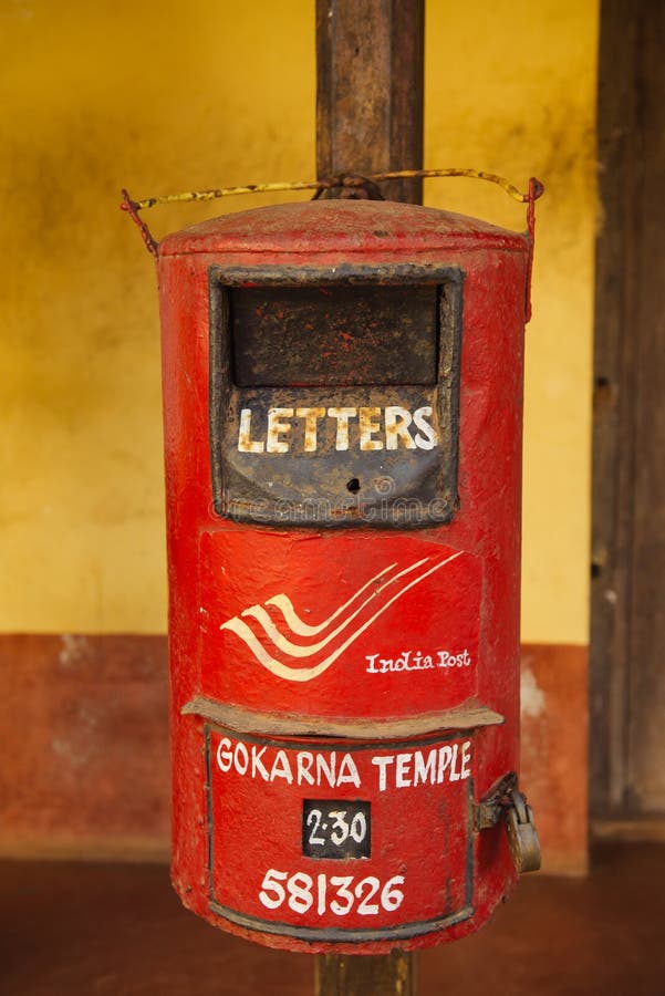Red Postal Box on the Wall in India Stock Photo - Image of container ...