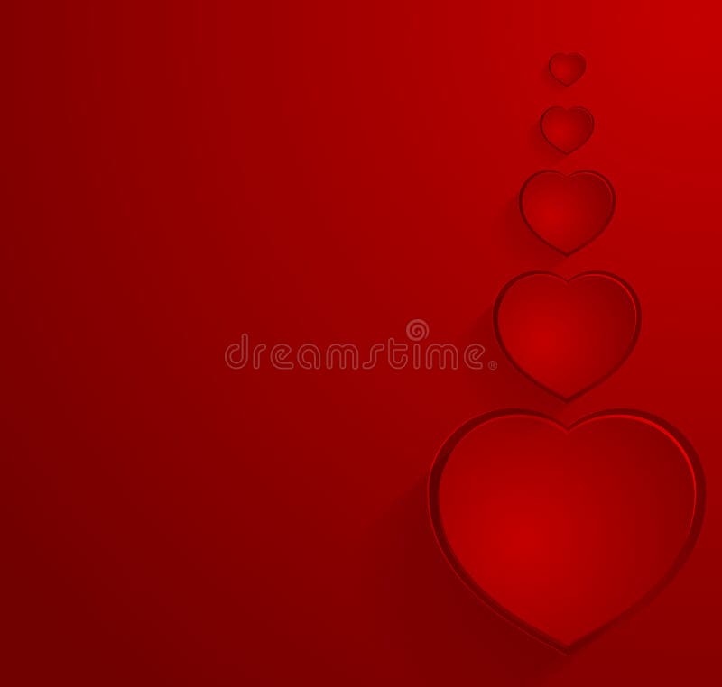 Red postcard with hearts stock vector. Illustration of gloss - 51787895