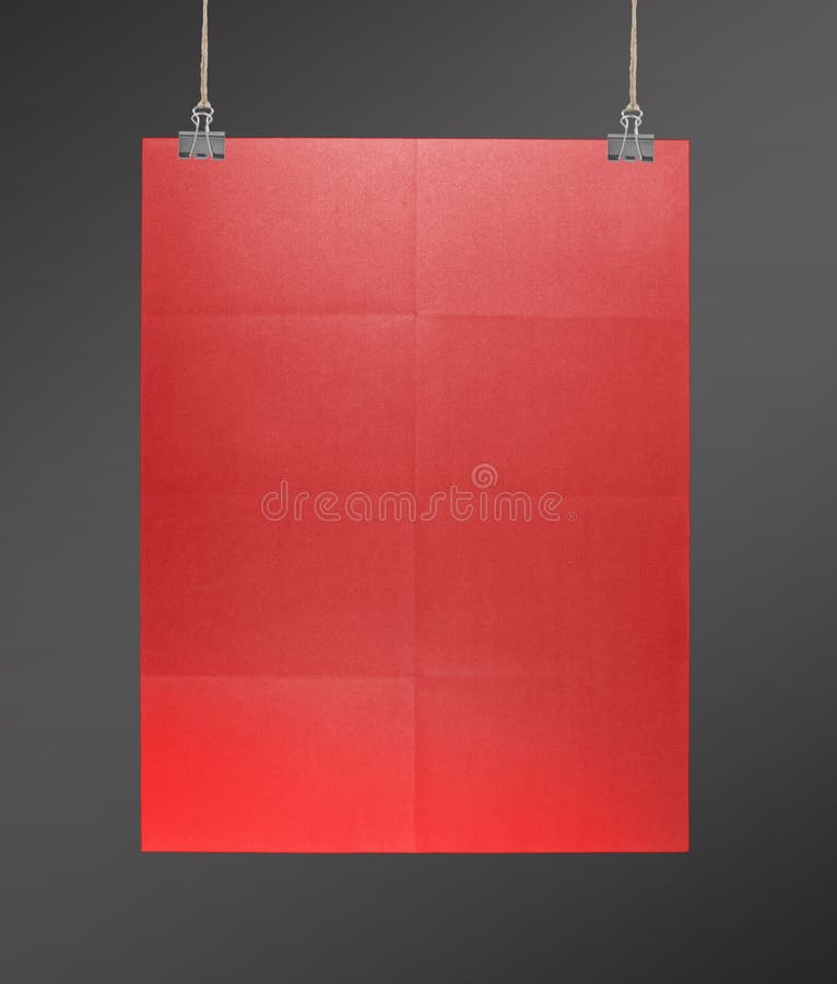 Red poster on a rope. stock photo. Image of message, bulletin - 54024716