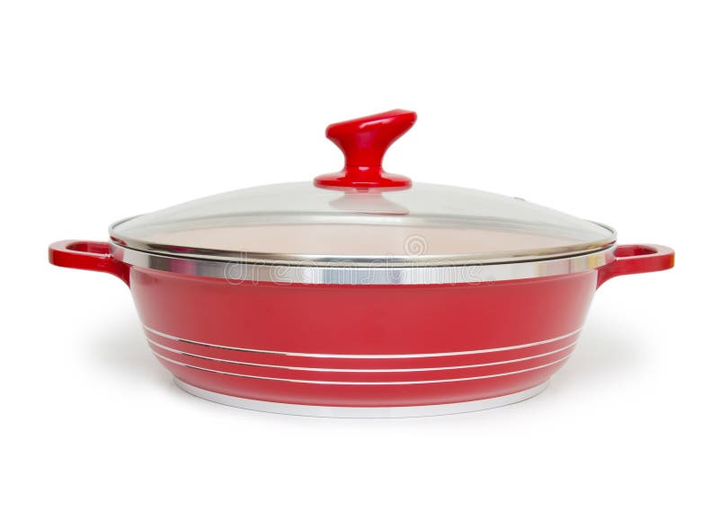 The red pot with cover stock photo. Image of kitchenware - 70361898