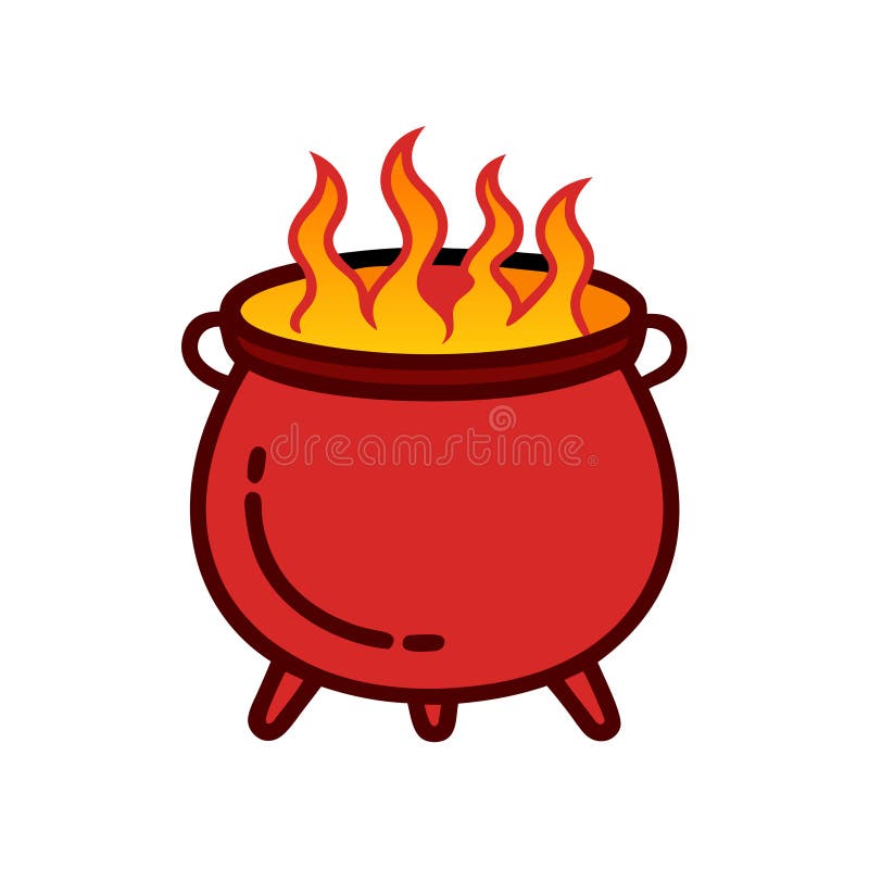 A Red Pot with a Flame on Top Stock Illustration - Illustration of ...