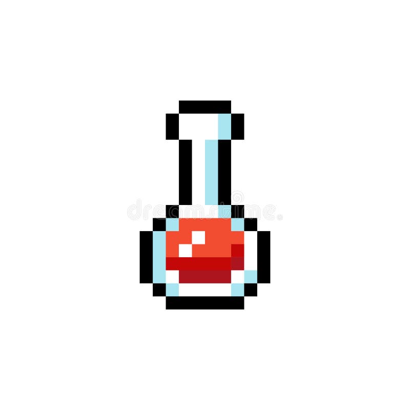 Red Potion 8-bit Pixel Graphics Icon. Pixel Art Style. Game Assets. 8 ...