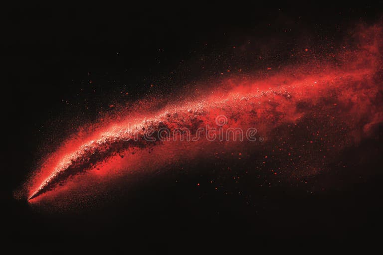Red Powder Burst Abstract Against a Black Background. Isolated Red ...