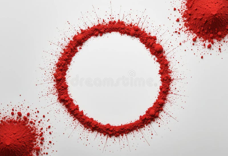 Red Powder Circle Frame with Splatters on White Background Stock ...