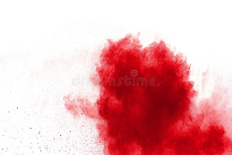 Red Powder Dust Explosion on White Background. Stock Photo - Image of ...
