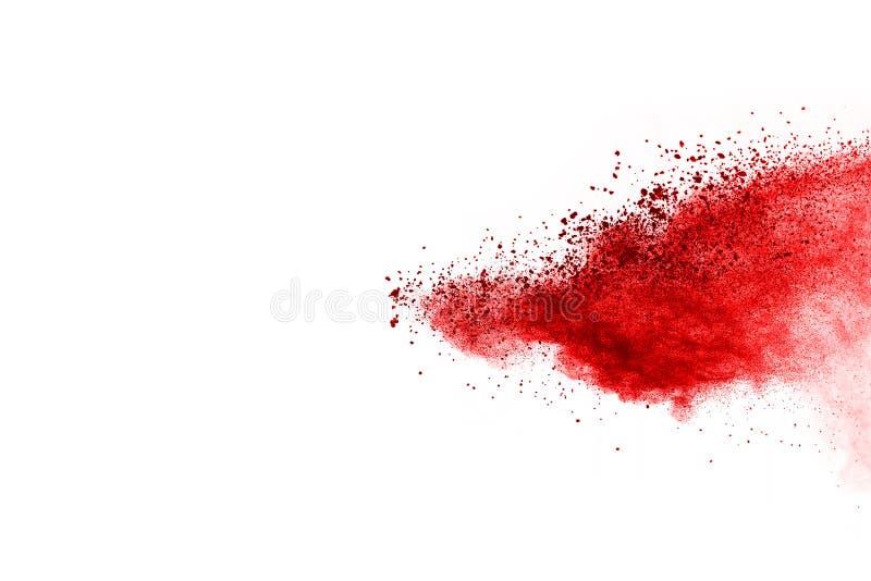 Red Powder Exploding on White Background. Stock Image - Image of ...