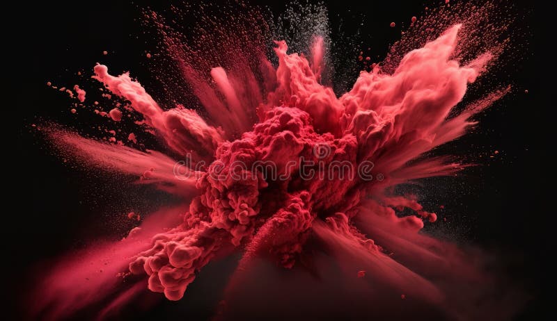 Red Powder Explosion. Abstract Closeup Dust on Backdrop. Powder Explode ...