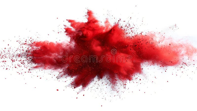 Red Powder Explosion Against a White Background Creating a Dramatic ...