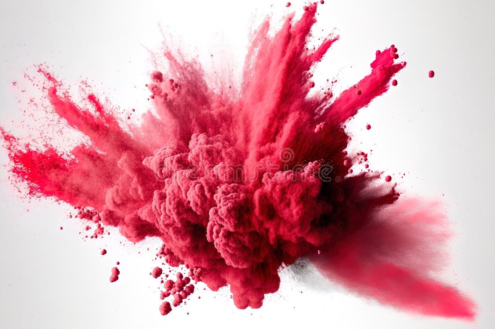 Red Powder Explosion Against a White Background, Stock Illustration ...
