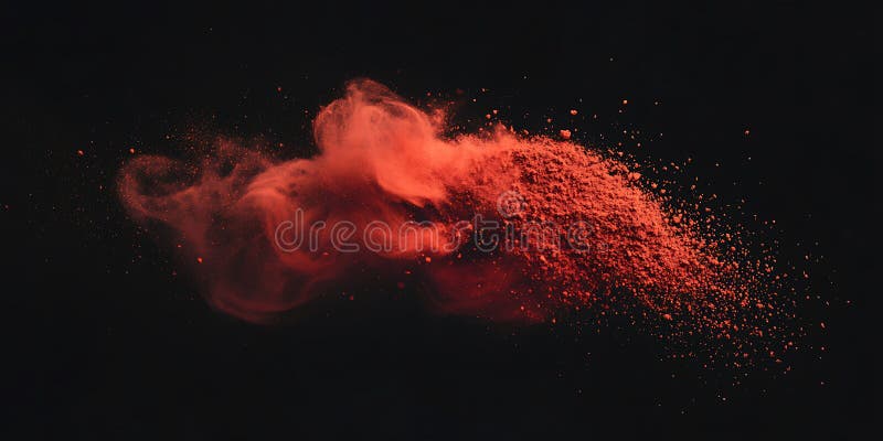 Red Powder Explosion on Black Background Stock Illustration ...