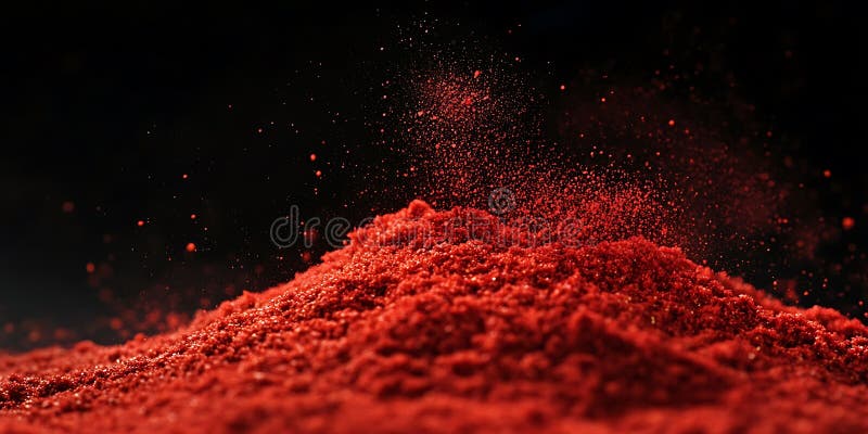 Red Powder Explosion on Black Background. (1 Stock Illustration ...