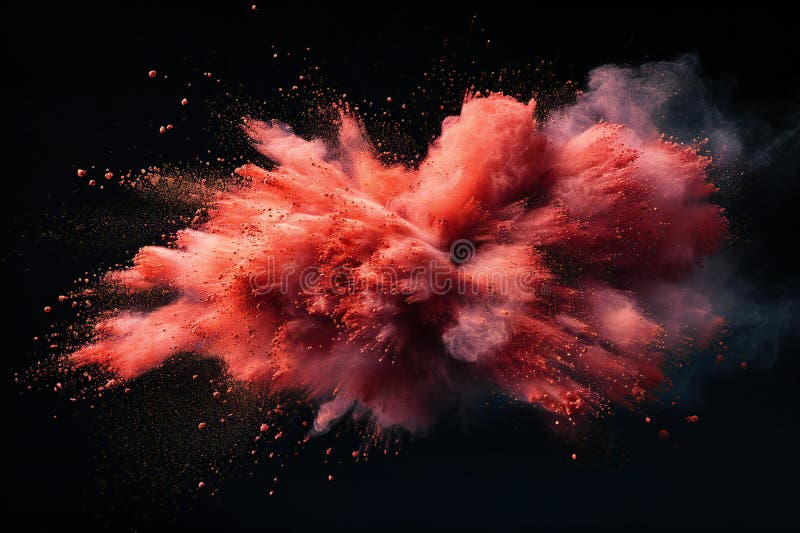 Red Powder Explosion on a Black Background, Creating an Intense Visual ...