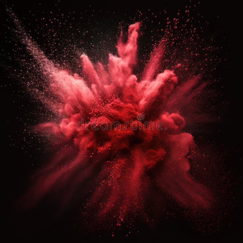 Red Powder Explosion on Black Background Generative AI Stock ...