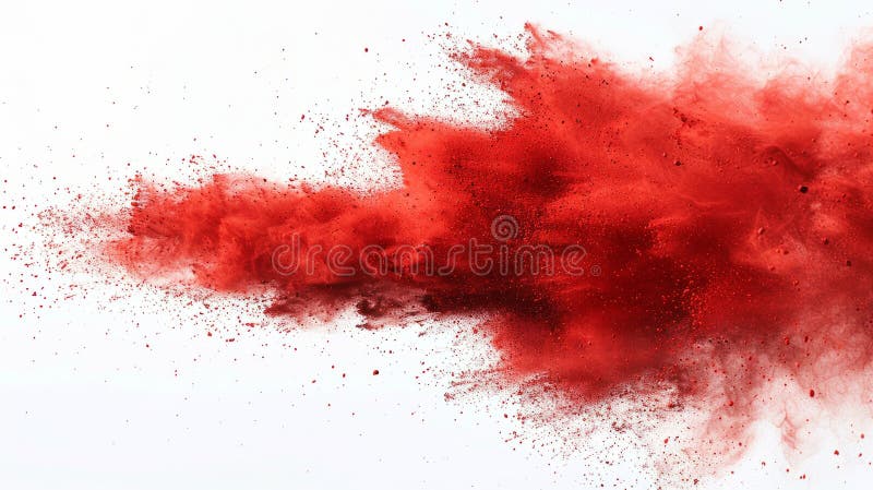 Red Powder Explosion Captured in a Studio Setting Against a White ...