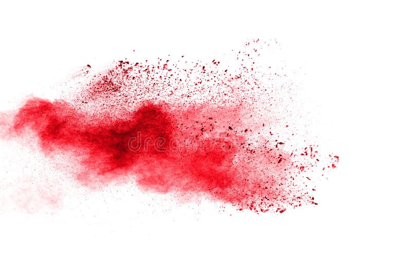 Red Powder Explosion Cloud on White Background. Freeze Motion of Red ...