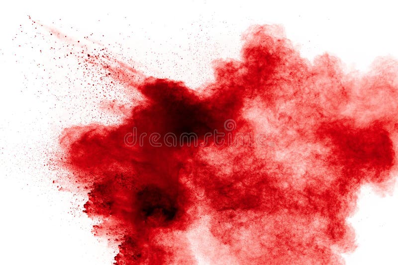 Red Powder Explosion Cloud on White Background. Freeze Motion of Red ...