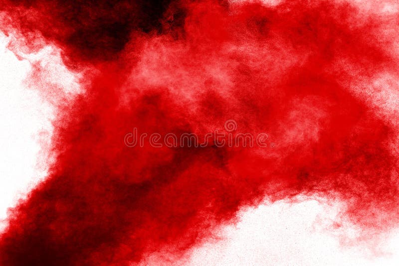 Red Powder Explosion Cloud on White Background. Freeze Motion of Red ...