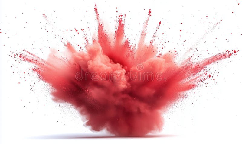 Red Powder Explosion Creating Dramatic Cloud of Color and Texture on ...