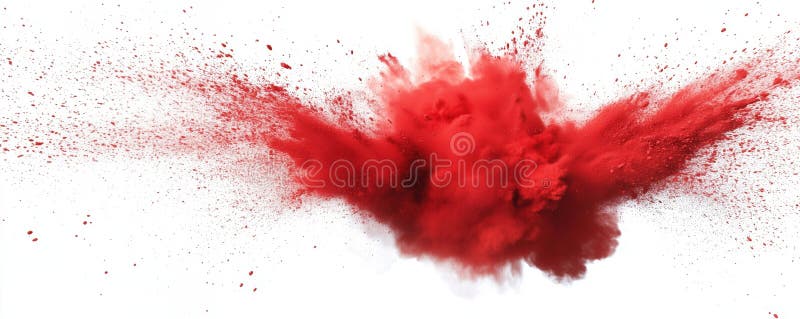 Red Powder Explosion Creating Dramatic Visual Effects on White ...