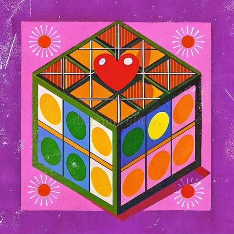 Abstract Colorful Cube with Heart Inside Stock Vector - Illustration of ...