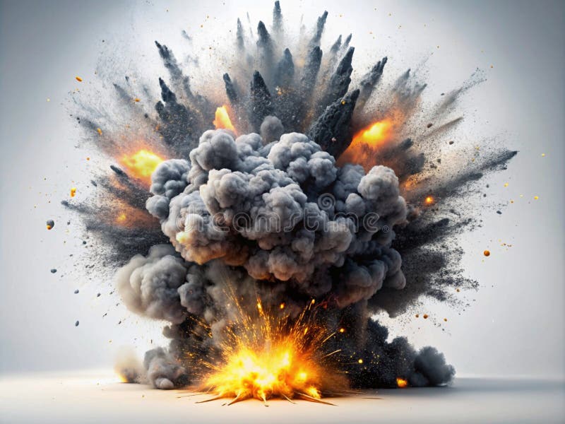 Dramatic Explosion with Smoke and Fire Stock Vector - Illustration of ...
