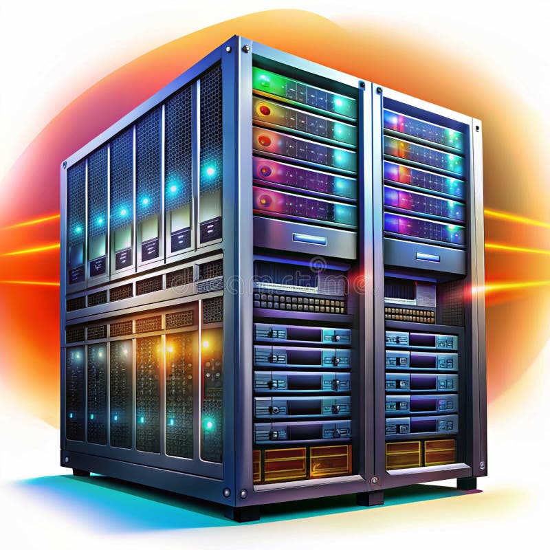 Server Rack with Luminous Lights Stock Vector - Illustration of digital ...