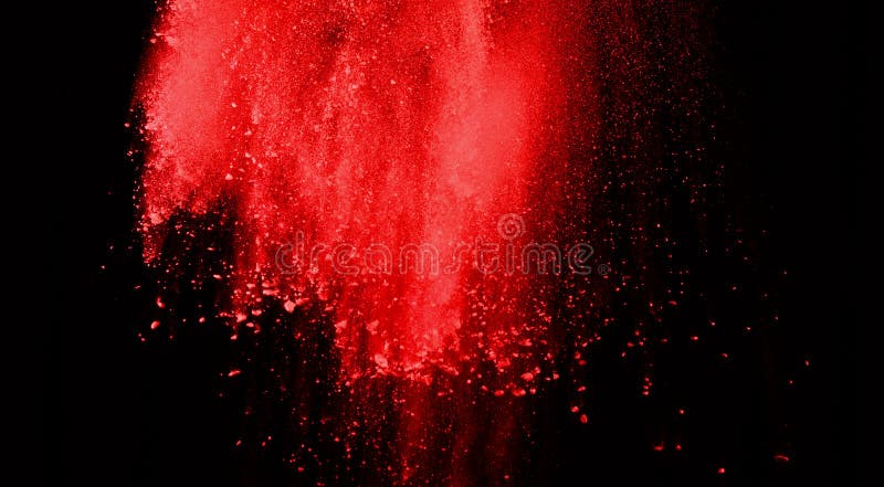 Red Powder Explosion Isolated on Black Background Stock Photo - Image ...