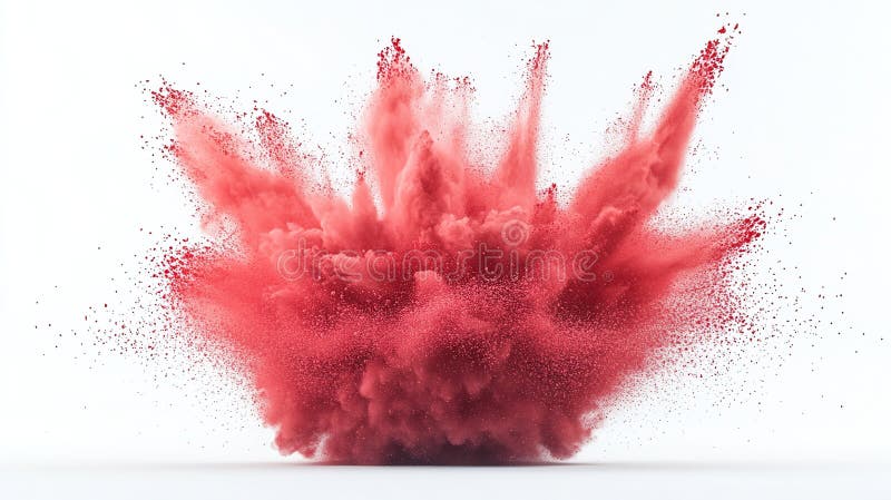 Red Powder Explosion Isolated on White Background. (4 Stock ...