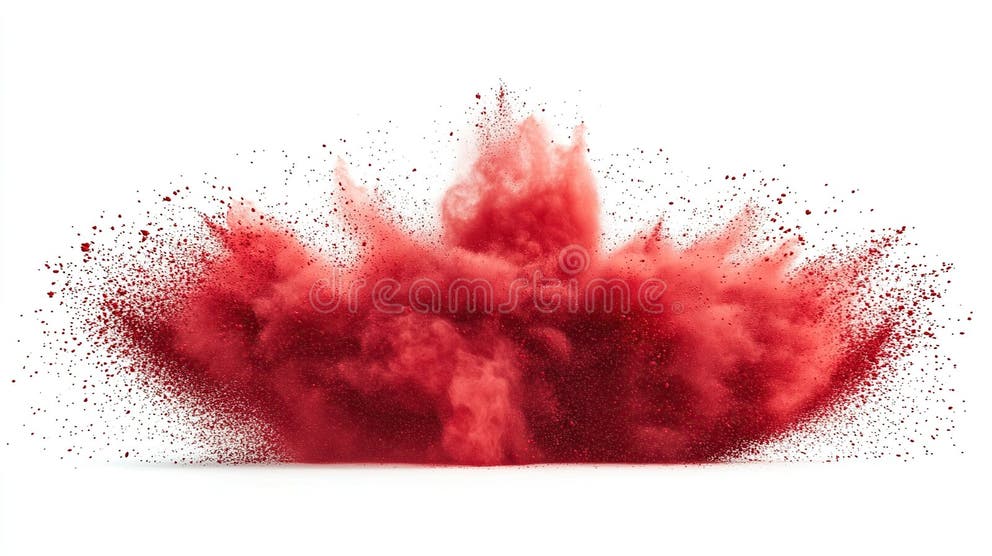 Red Powder Explosion Isolated on White Background. (5 Stock ...