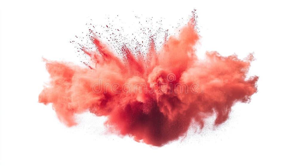 Red Powder Explosion Isolated on White Background. (7 Stock ...