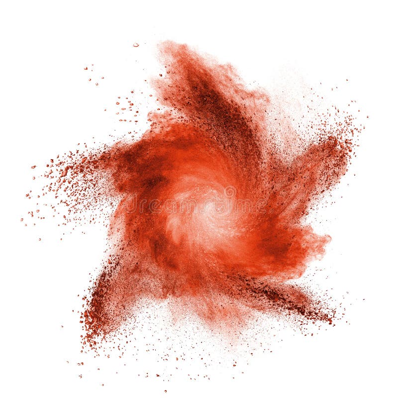 Abstract Red Powder Explosion on White Background. Abstract Red Dust ...