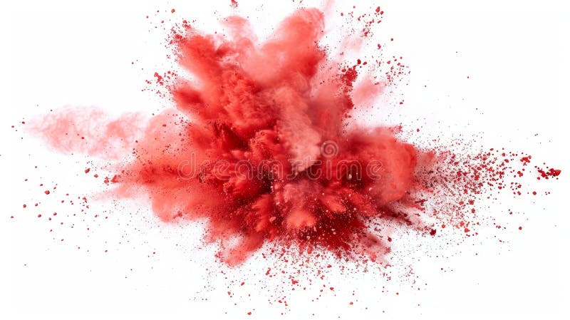 Red Powder Explosion Isolated on White Background, Generative AI Stock ...