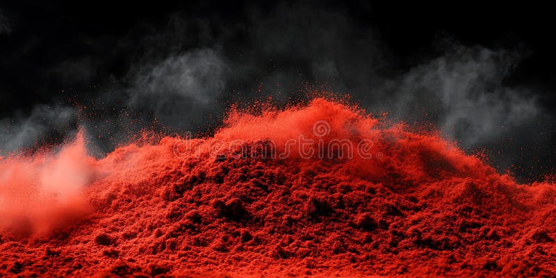 Red Powder Explosion with Smoke on Black Background Stock Illustration ...