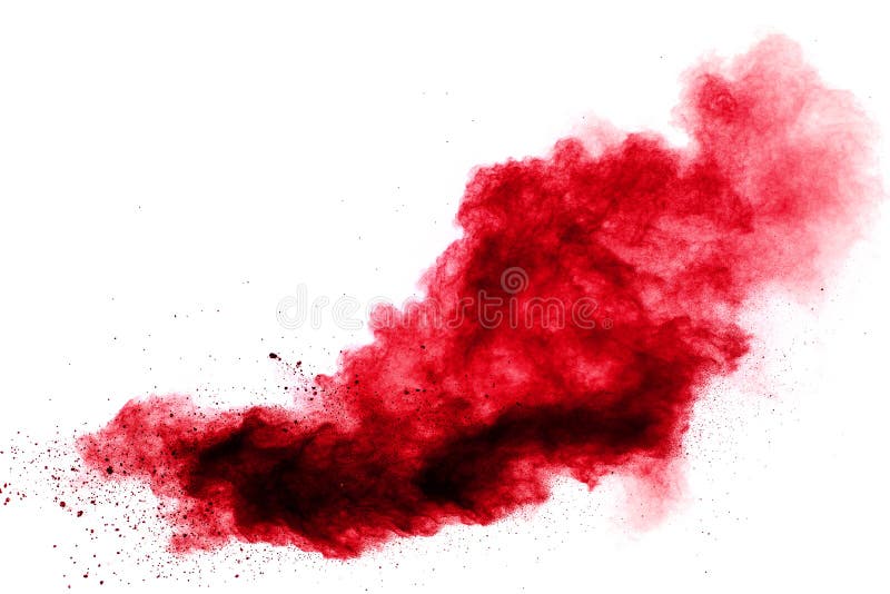Red Powder Explosion Cloud on White Background. Freeze Motion of Red ...