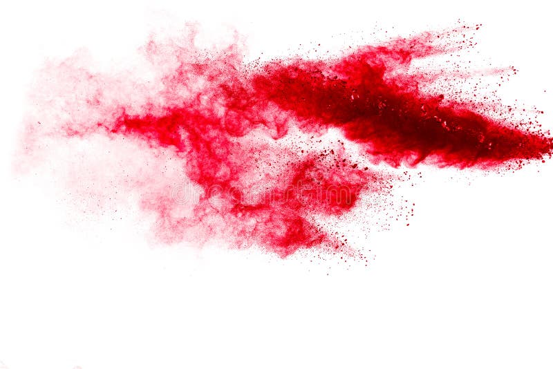 Red Powder Explosion on White Background. Freeze Motion of Red Dust ...