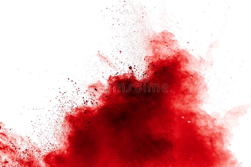 Red Powder Explosion on White Background. Freeze Motion of Red Dust ...