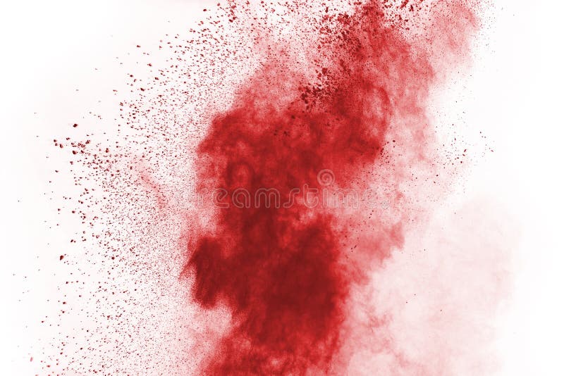 Red Powder Explosion on White Background. Stock Image - Image of ...