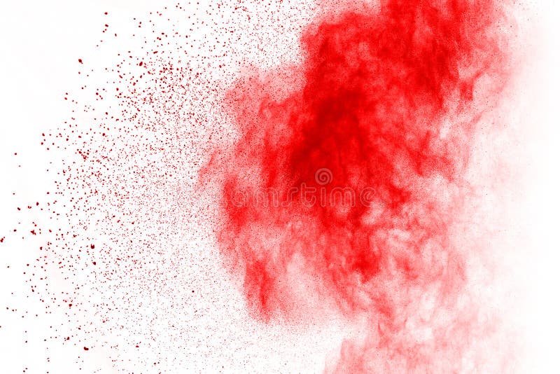 Red Powder Explosion on White Background. Stock Photo - Image of dust ...