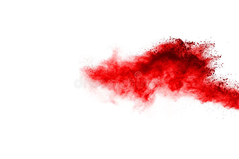 Red Powder Explosion on White Background. Stock Image - Image of blow ...
