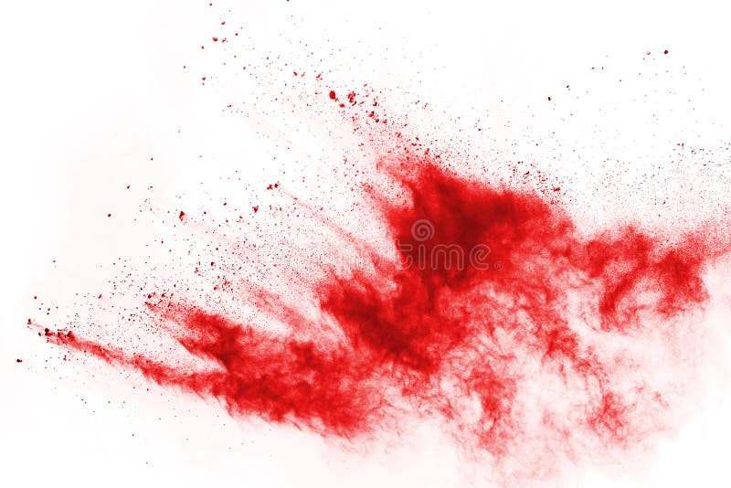 Red Powder Explosion on White Background. Stock Image - Image of ...
